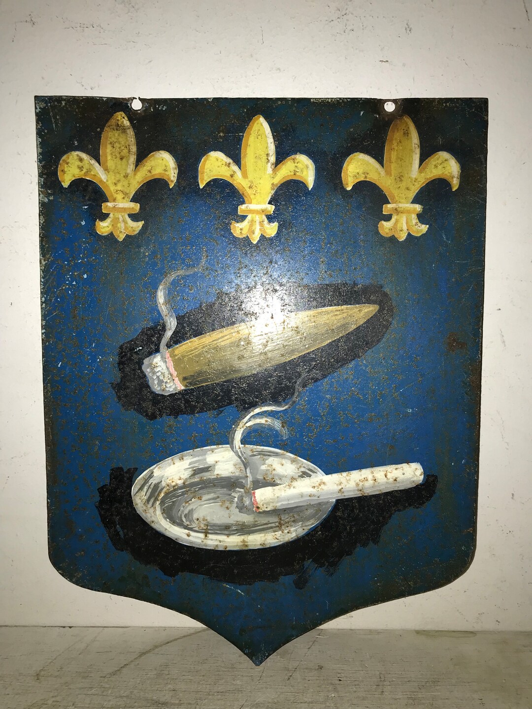 Antique French Zinc Sign Architectural Element Coat of Arms Cartouche ...