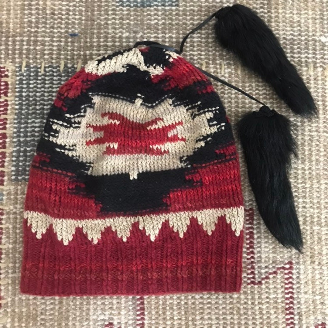 Ralph Lauren Hand Knit Hat Indian Blanket Native American Winter Cap ...