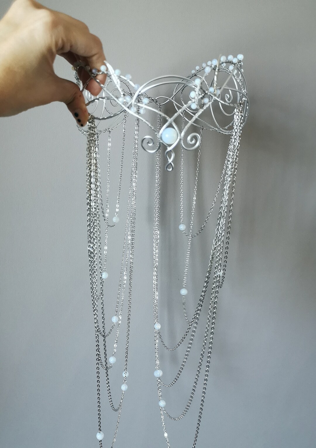 Elf Tiara With Opalite Stones / Elf Headpiece /crown Elven/ Tiara Elven ...