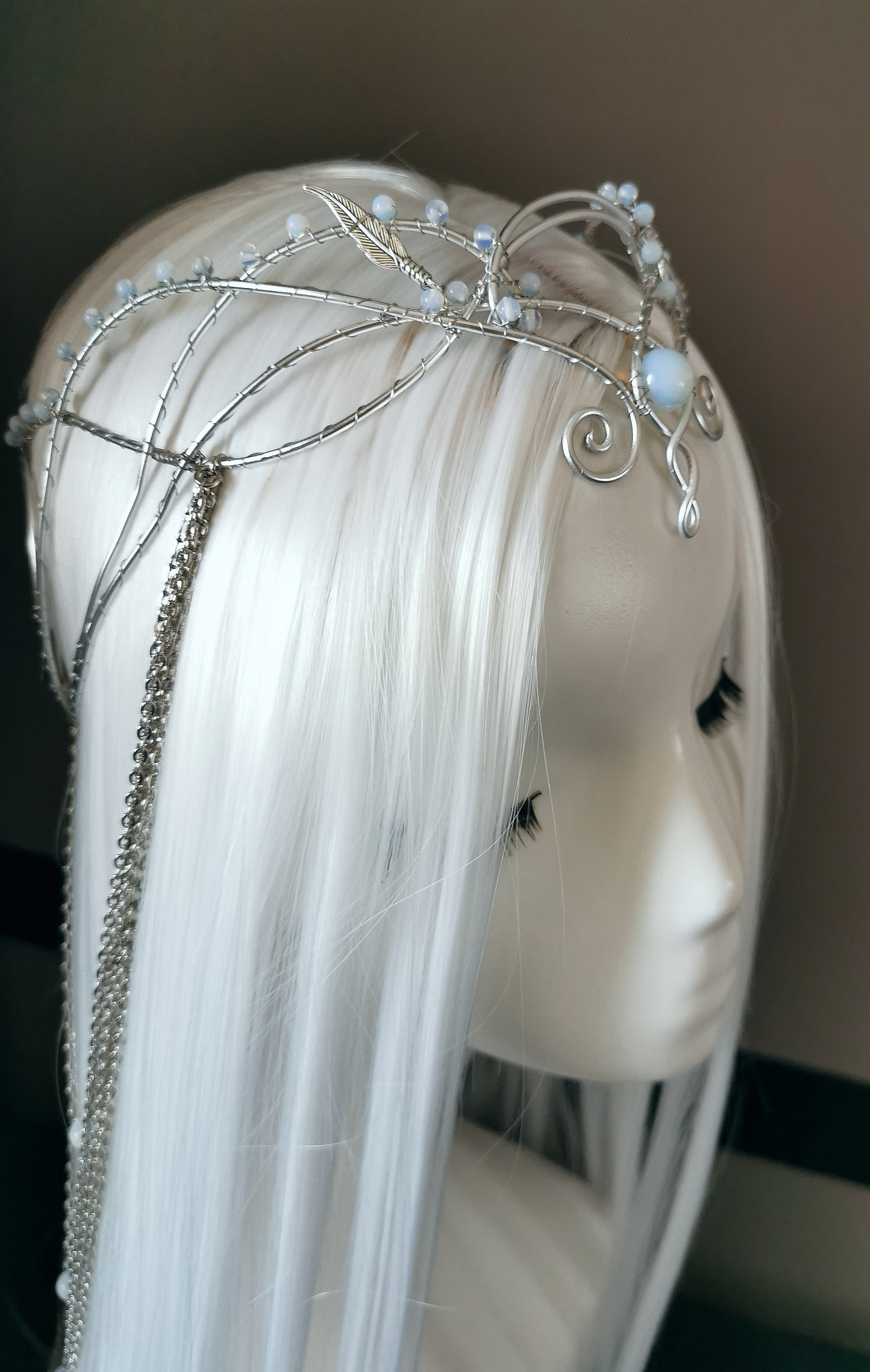 Elf Tiara With Opalite Stones / Elf Headpiece /crown Elven/ Tiara Elven ...