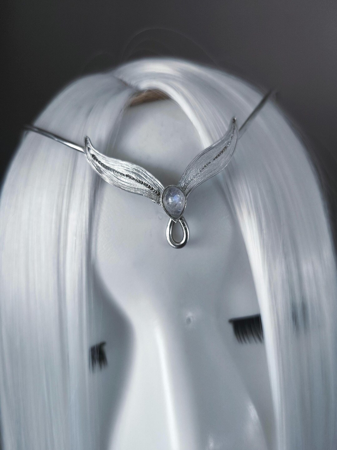 Silver Filigree Elf Tiara: Moonstone Elven Wedding Crown - Etsy