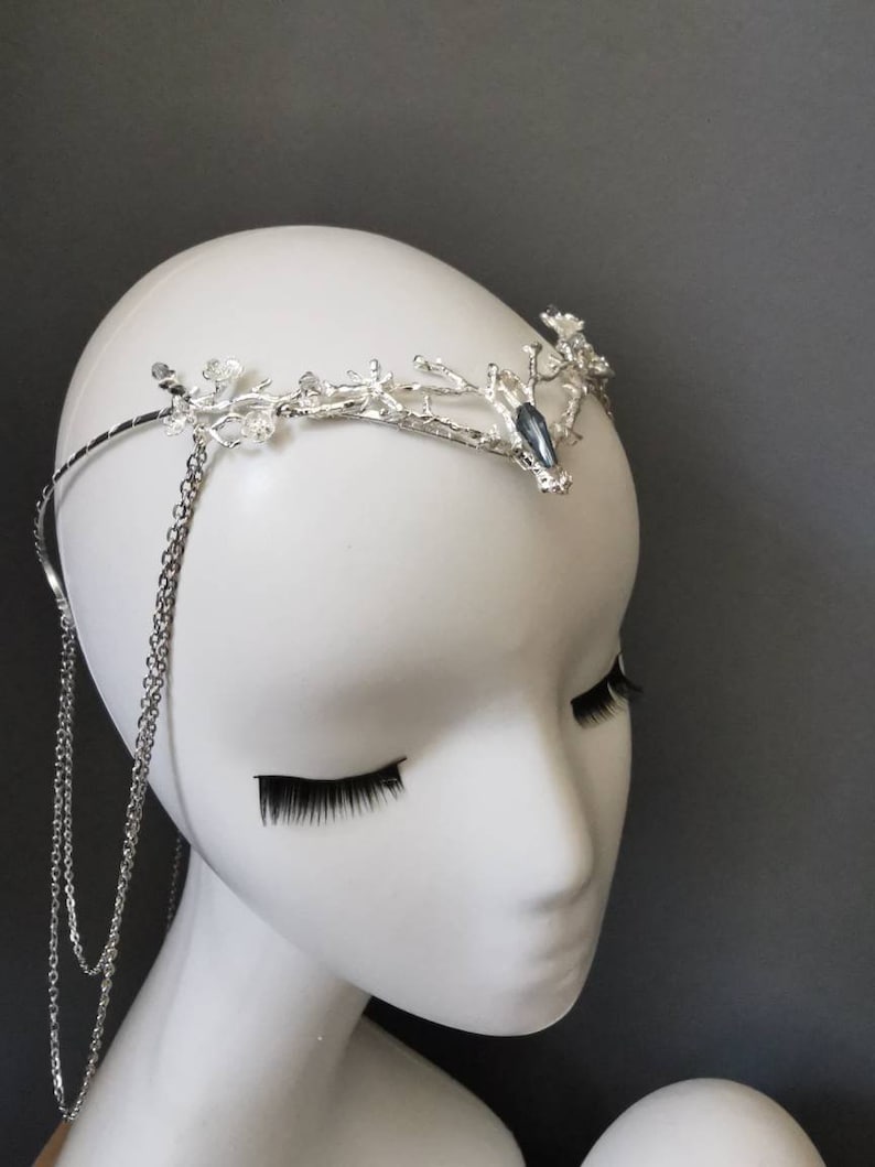 Elf Tiara With Crystal Bead/ Elf Headpiece /crown Elven/ Tiara - Etsy