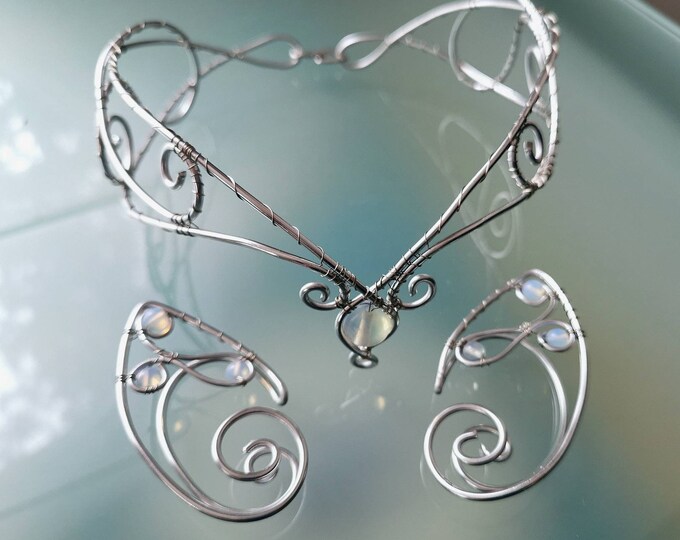 Elf Tiara With Opalite Stones / Elf Headpiece /crown Elven/ Tiara Elven ...