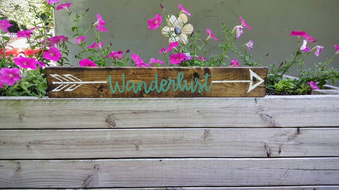 Wanderlust Sign, Wanderlust With Arrow, Wooden Signs, Wanderlust Wooden ...