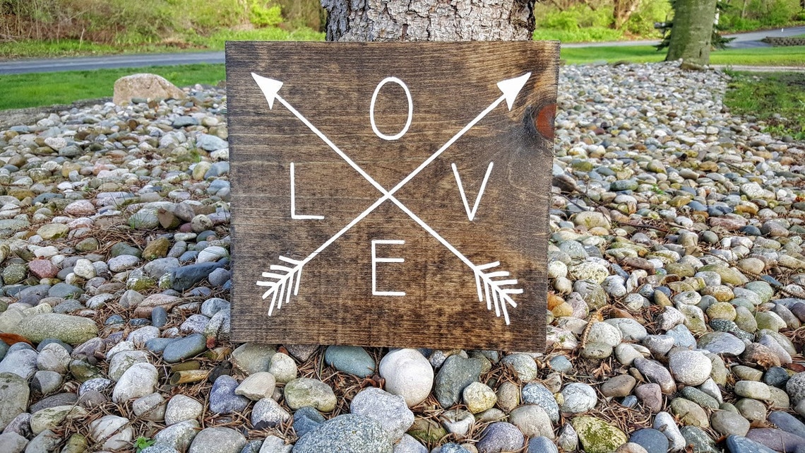 Love With Arrows Sign, Love Sign, Wedding Sign, Wooden Love Sign, Love ...