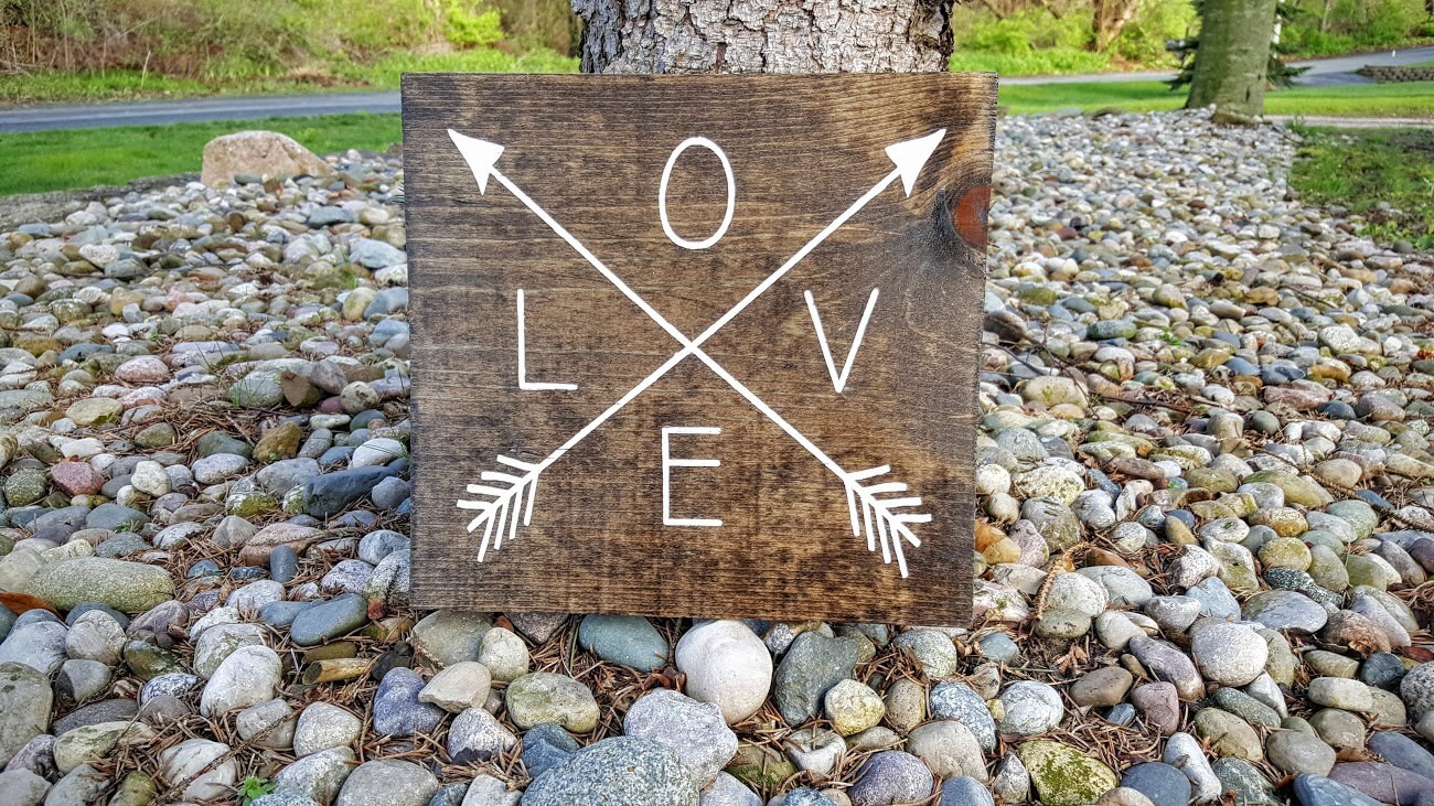Love With Arrows Sign, Love Sign, Wedding Sign, Wooden Love Sign, Love ...