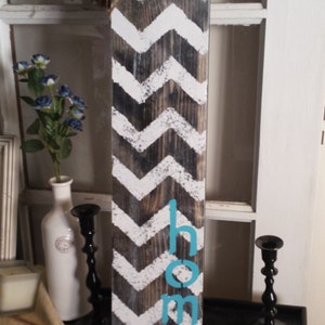 Chevron Home Wooden Sign, Wooden Signs, Hanging Wooden Sign, Home Sign ...