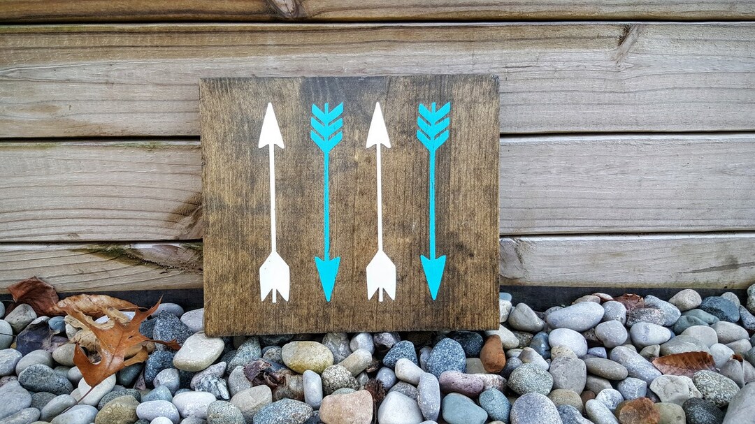 Arrows Sign, Wooden Signs, White and Teal Arrows, Wooden Arrow Sign ...