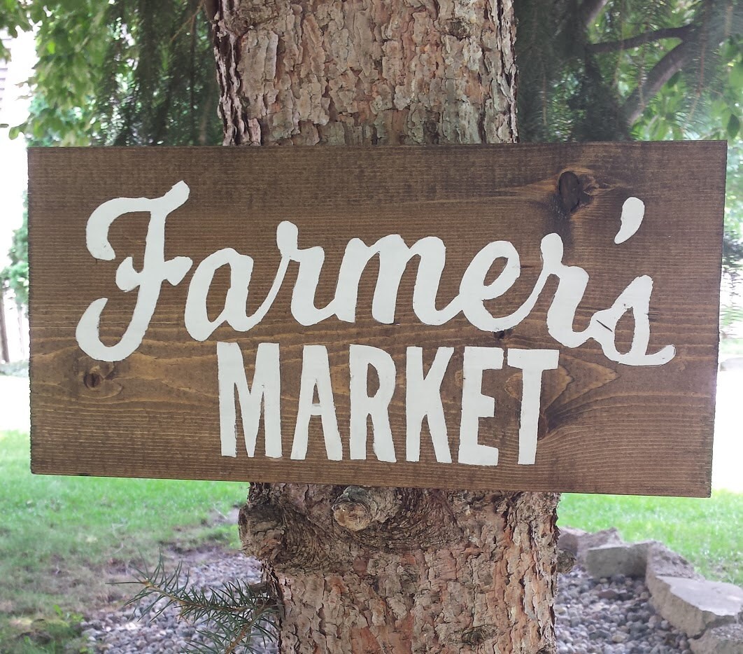 Farmer's Market Sign, Hanging Wooden Sign, Rustic Wooden Farmers Market ...