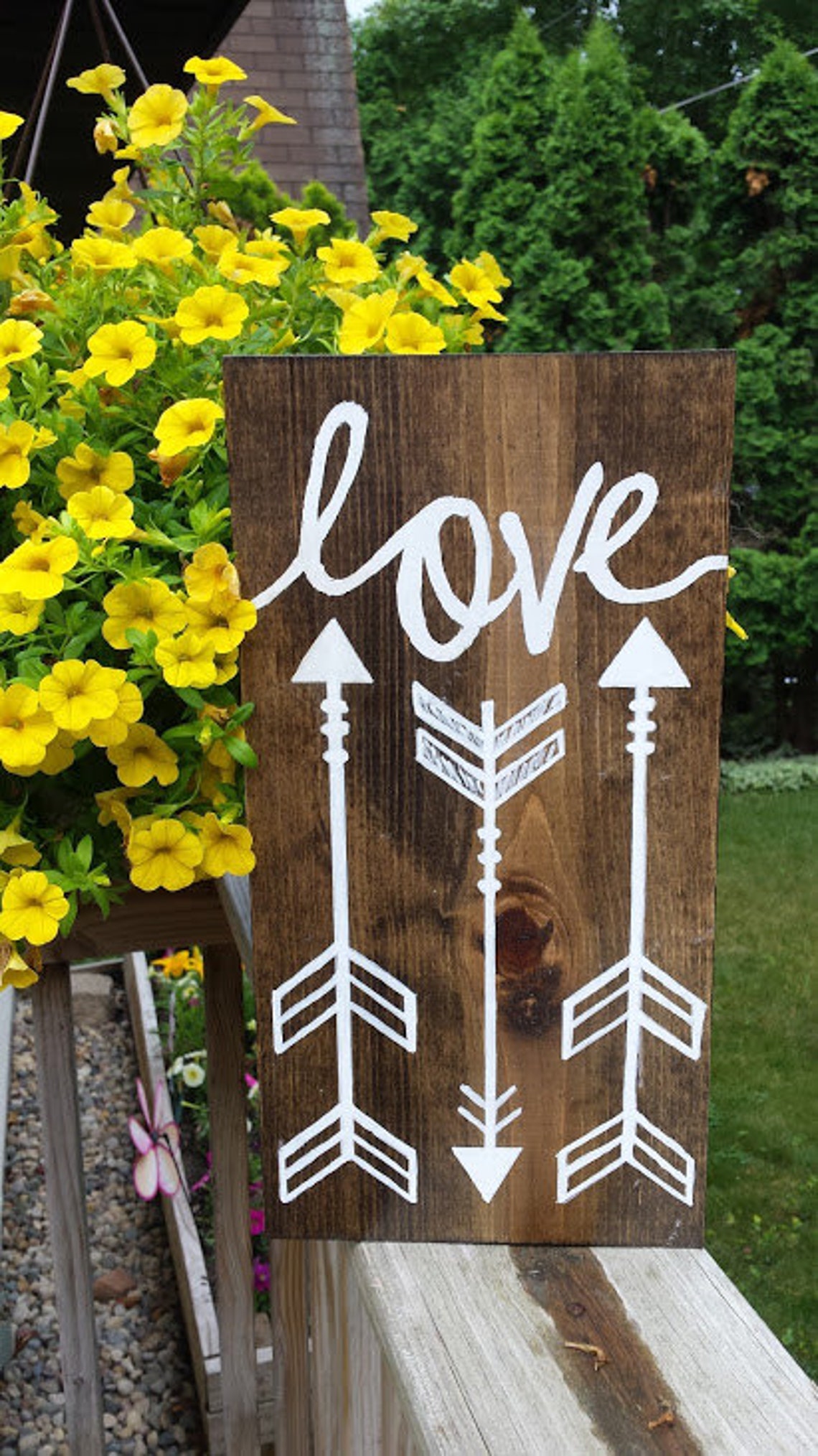 Love With Arrows Sign Hanging Wooden Arrow Sign Love Sign - Etsy