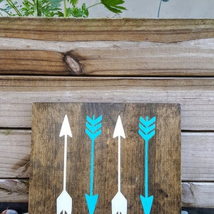 Arrows Sign, Wooden Signs, White and Teal Arrows, Wooden Arrow Sign ...