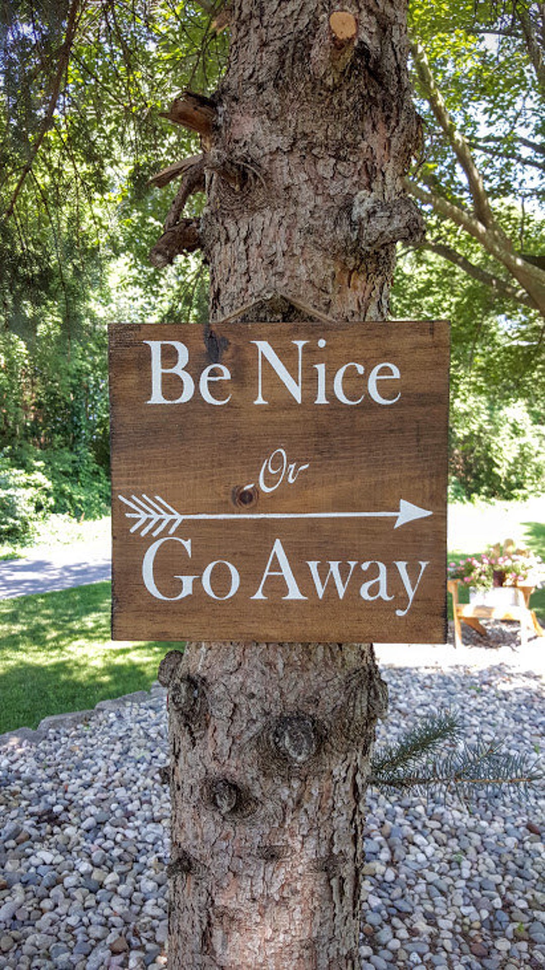 Be Nice or Go Away Sign, Funny Sign, Wooden Signs, Be Nice Sign, Go ...
