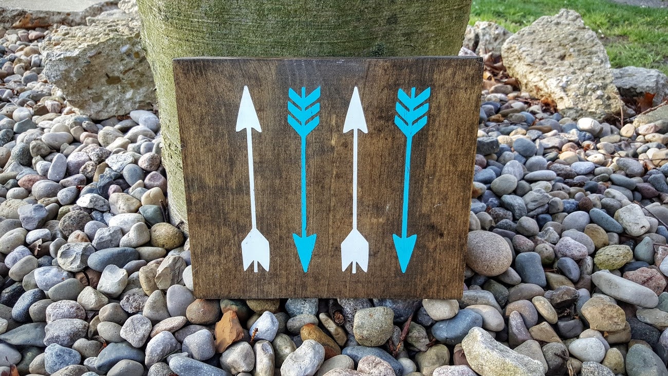 Arrows Sign, Wooden Signs, White and Teal Arrows, Wooden Arrow Sign ...