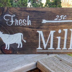 Fresh Milk Sign, Wooden Kitchen Sign, Kitchen Decor, Hand Painted Fresh ...
