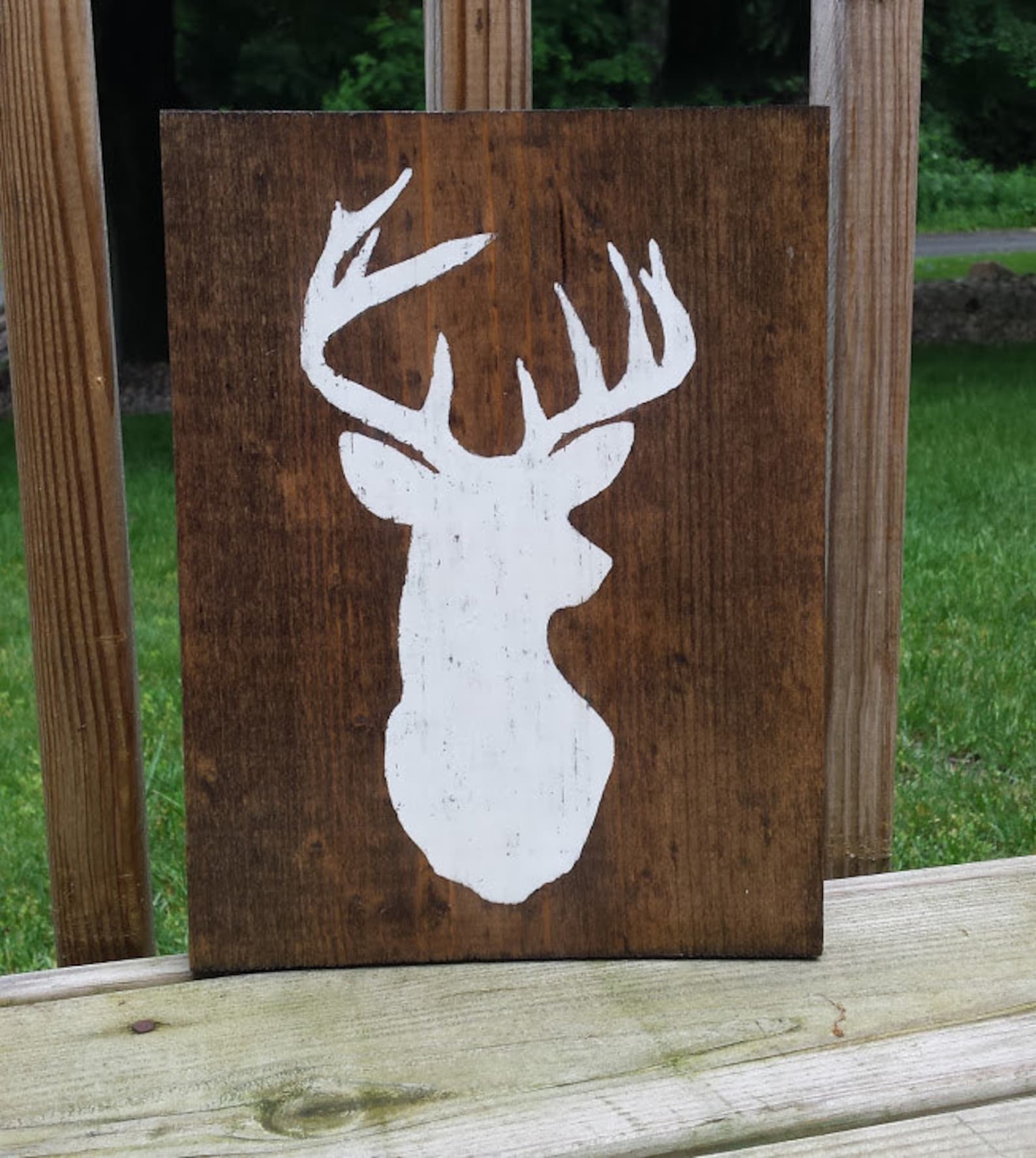 Deer Silhouette Sign, Hanging Wooden Deer Sign, Deer Sign, Rustic Deer ...