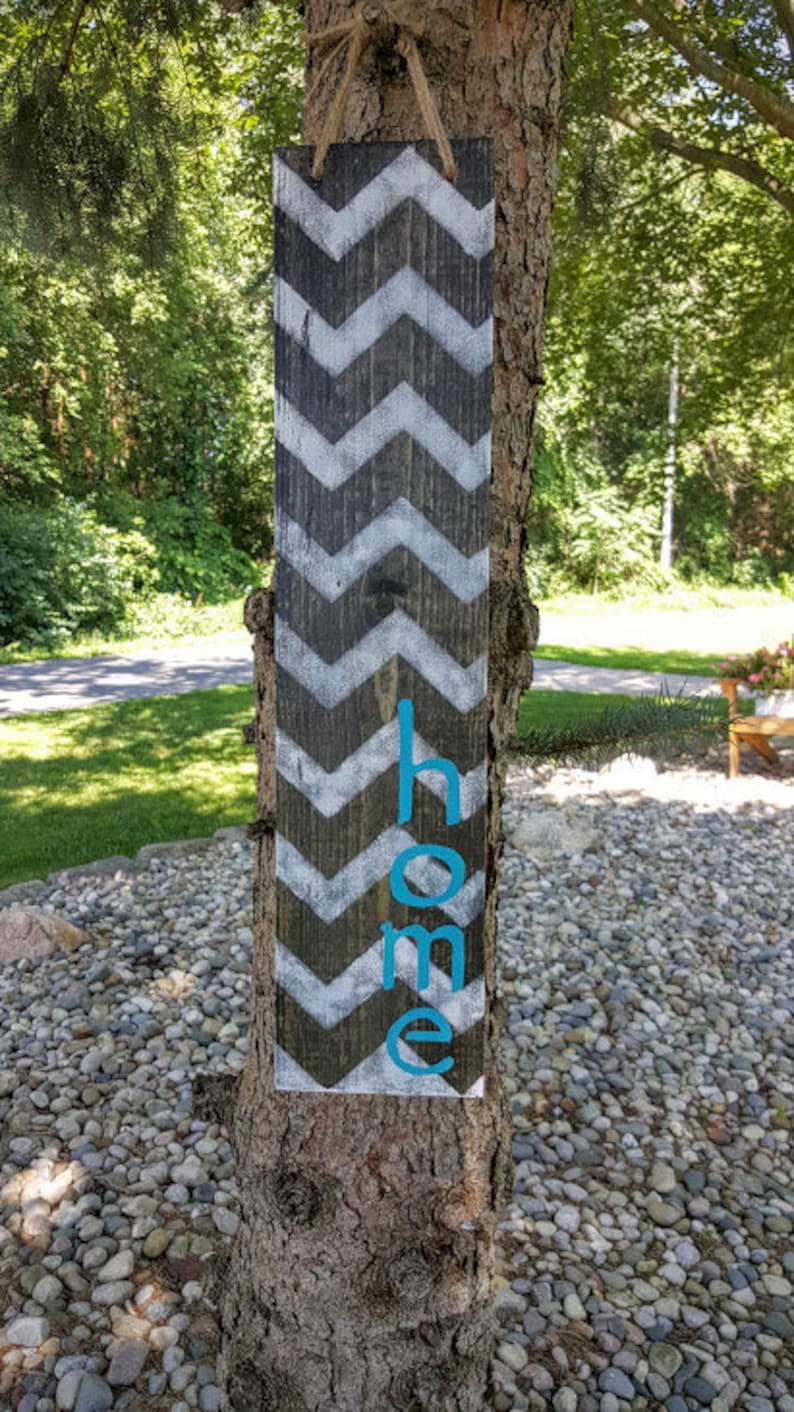Chevron Home Wooden Sign, Wooden Signs, Hanging Wooden Sign, Home Sign ...