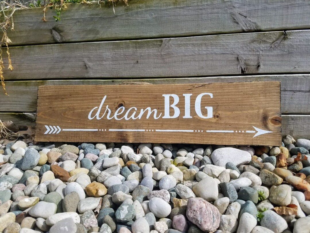 Dream Big Sign, Wooden Signs, Dream Big With Arrow Sign, Arrow Sign ...
