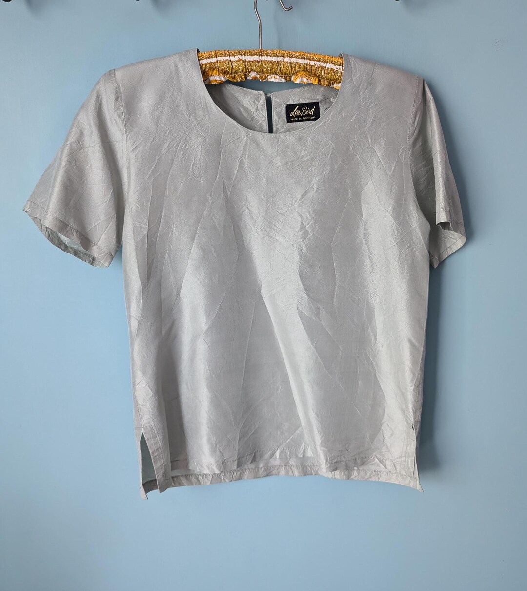 VINTAGE. Green Crushed Silk Short Sleeve Top. Size 10. [LEE BIRD] - Etsy