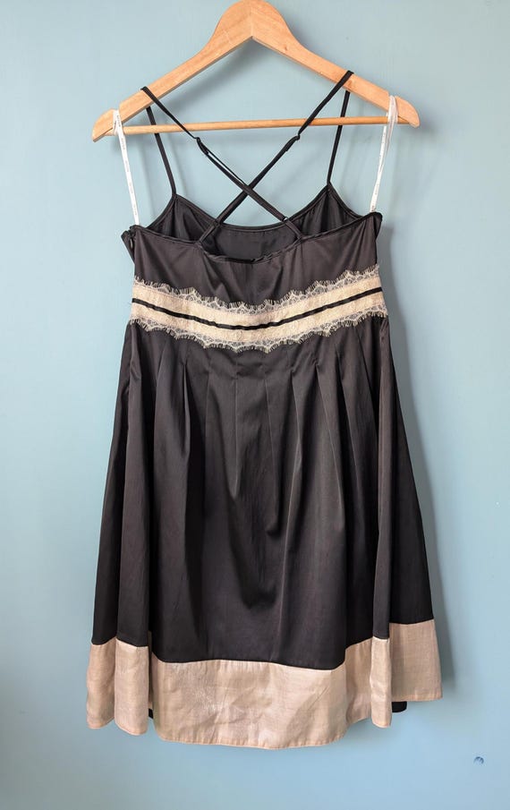 VINTAGE. 2000's millennial chic black satin dress wit… - Gem