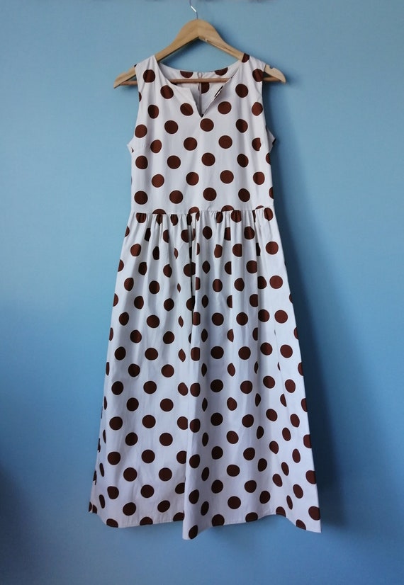 VINTAGE. Stunning spotted cotton dress with full skir… - Gem