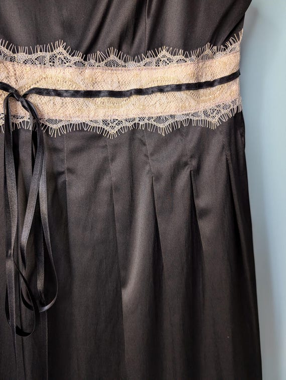 VINTAGE. 2000's millennial chic black satin dress wit… - Gem