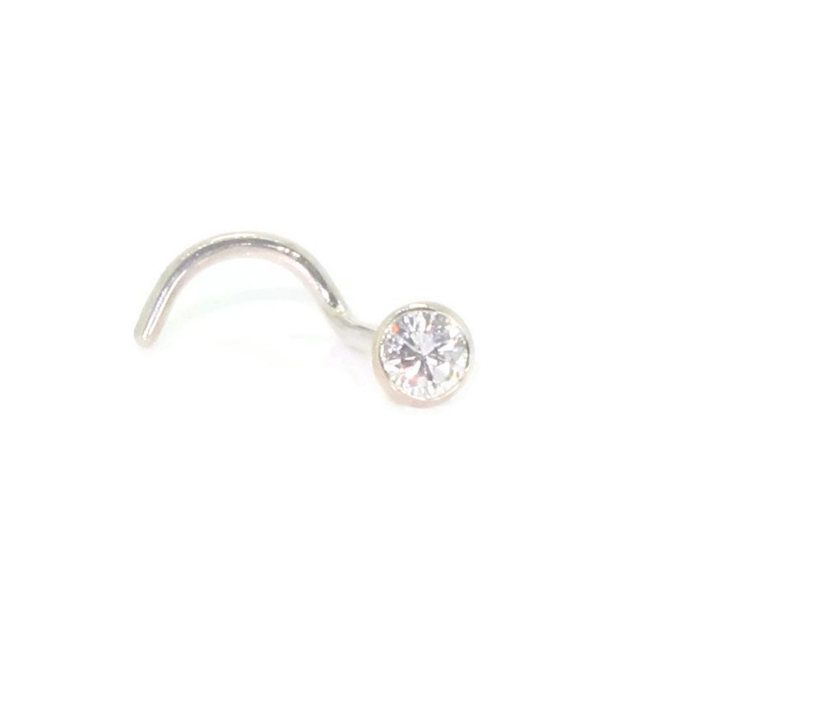 18ct white Gold 0.05ct Diamond Nose stud Nose pin coneset | Etsy
