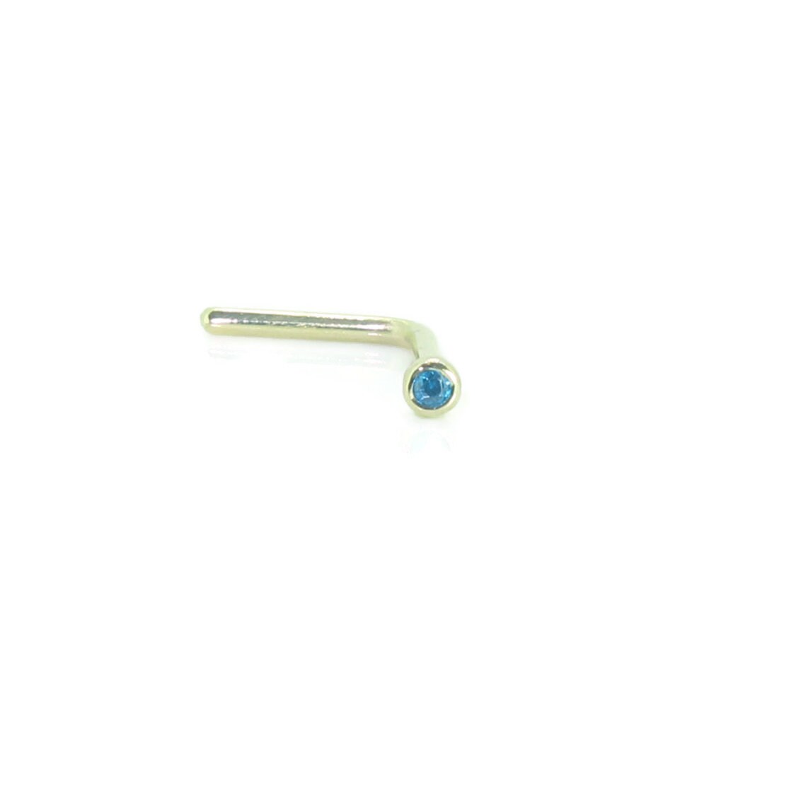 18ct Gold Swiss Blue Crystal 1mm Nose Stud Ring Pin - Petite Handmade ...