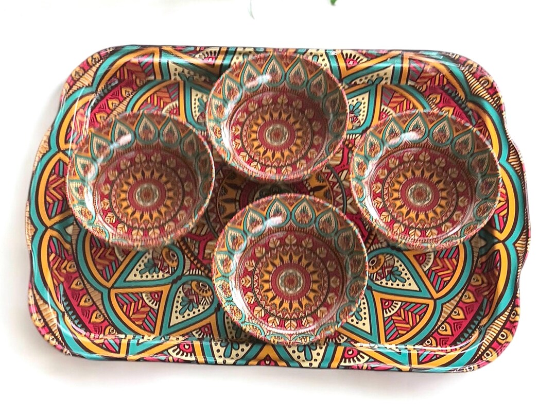 Turkish Gift Set, Metal Tray & 4 Bowls Perfect for Housewarming or ...