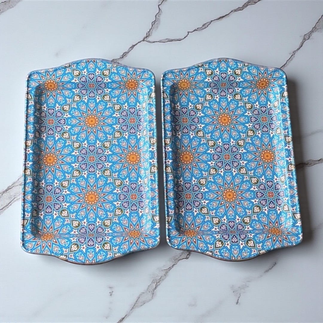 Blue Turkish Trays (set of 2) - Decorative Metal Serving Trays - Etsy