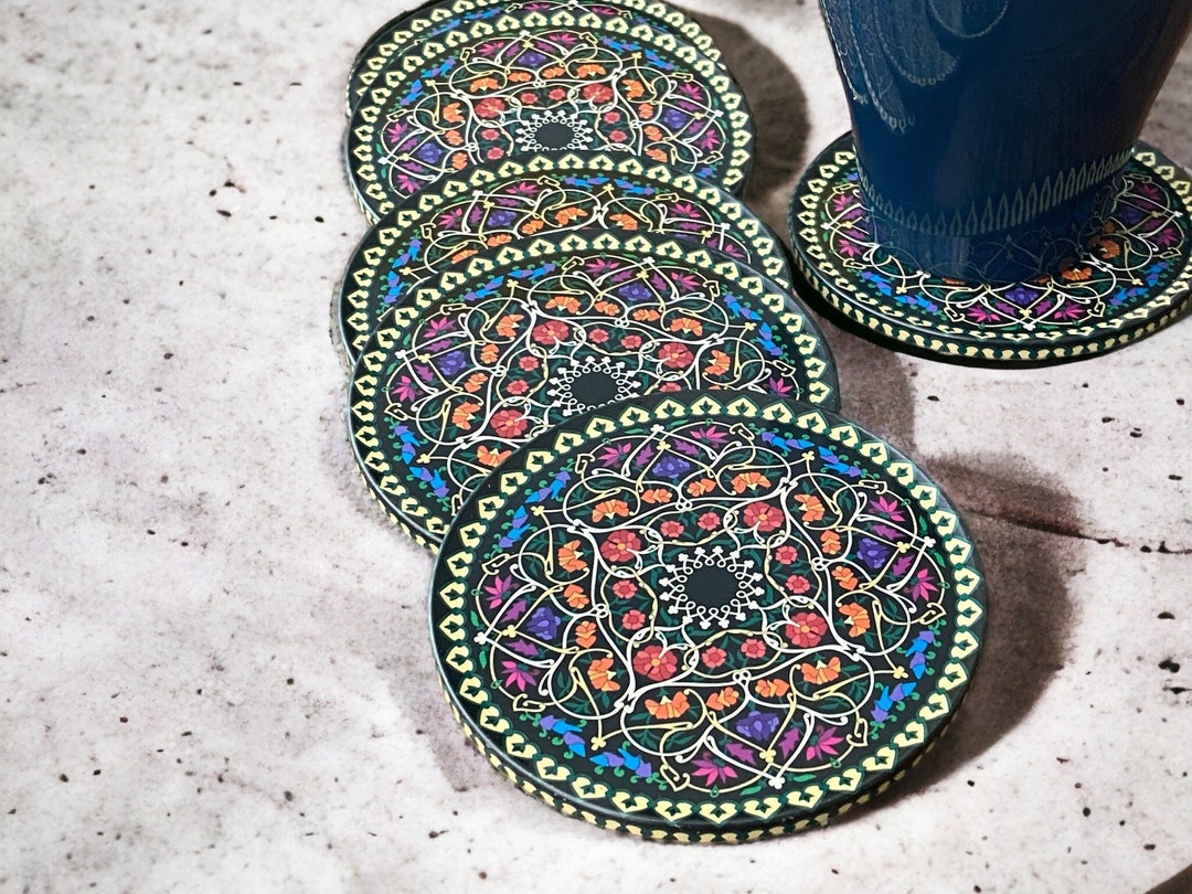 Set of 6 Coasters Turkish Design Coaster, Persian Drink Coasters ...