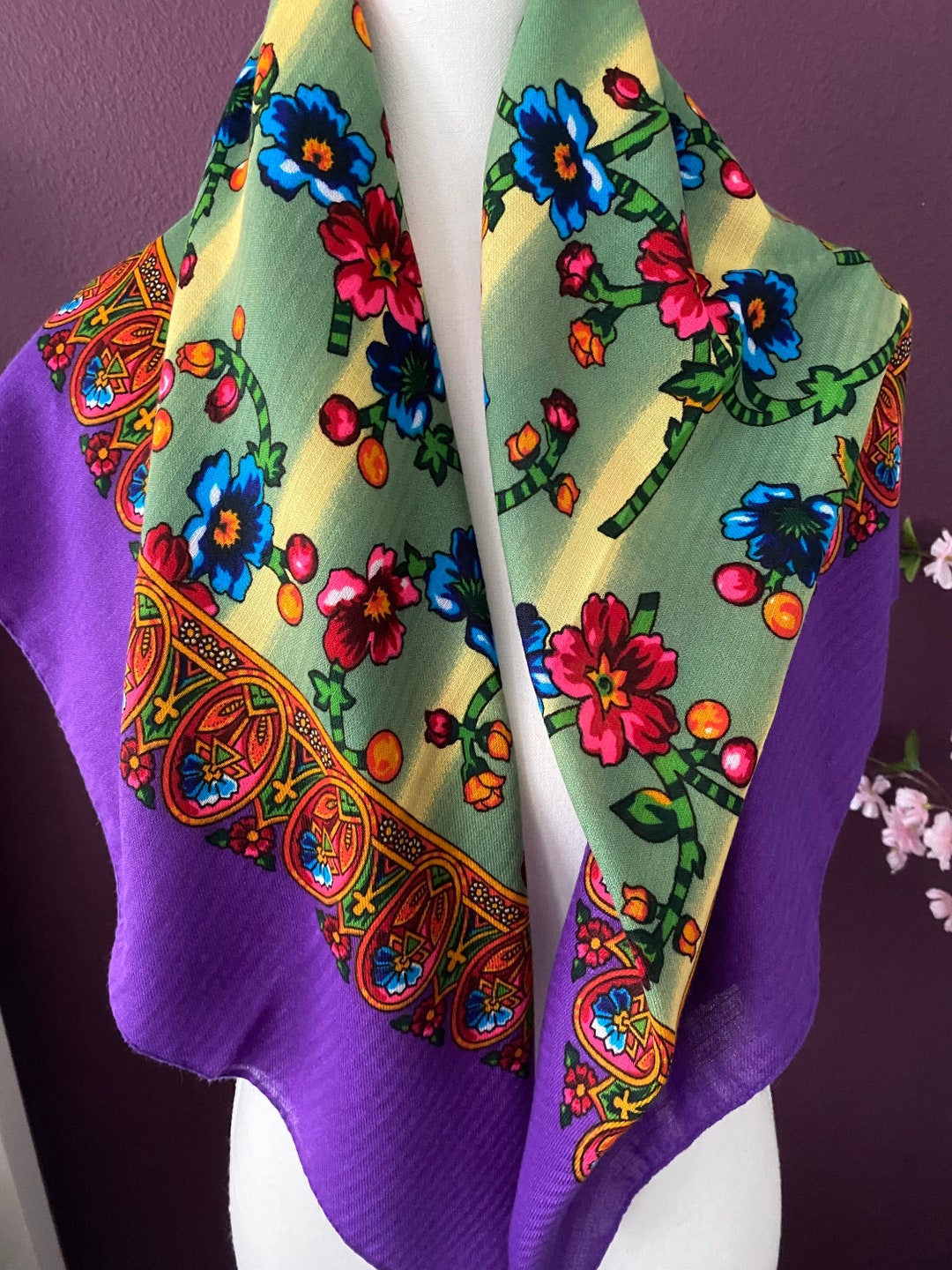 Traditional Turkish Floral Scarf 34 X 34 Flower - Etsy
