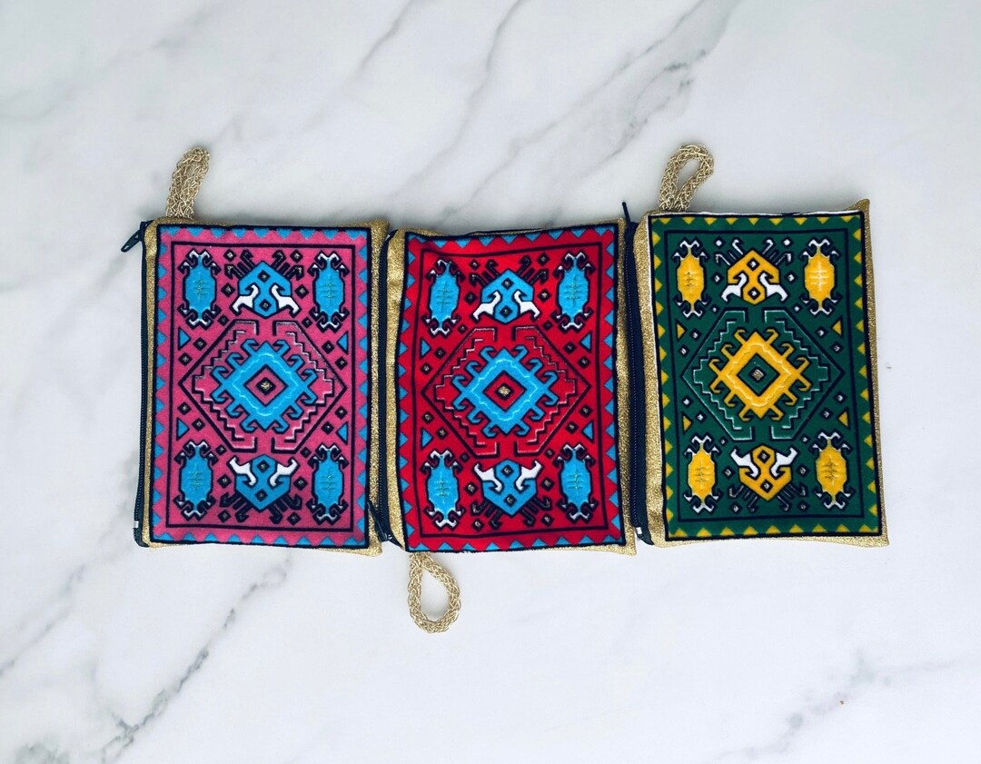 Turkish Coin Purse Set of 3, Traditional Design From Turkey Slim Zipper ...