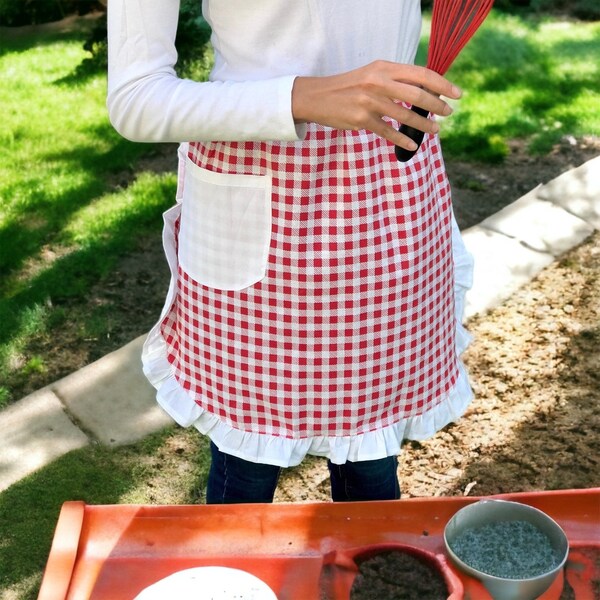 Red Gingham Apron - Etsy