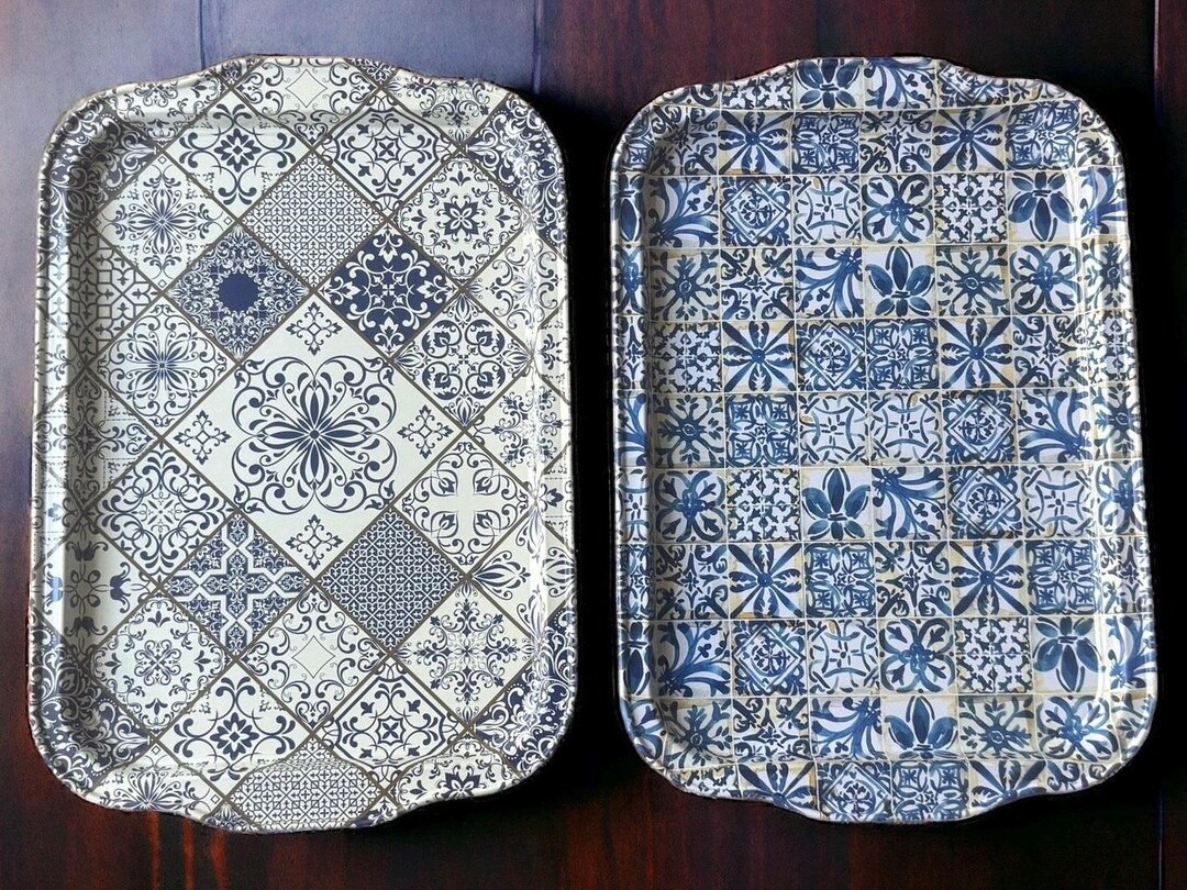 Turkish Metal Serving Tray Set: Colorful Platters (12.25" X 8.5") - Etsy