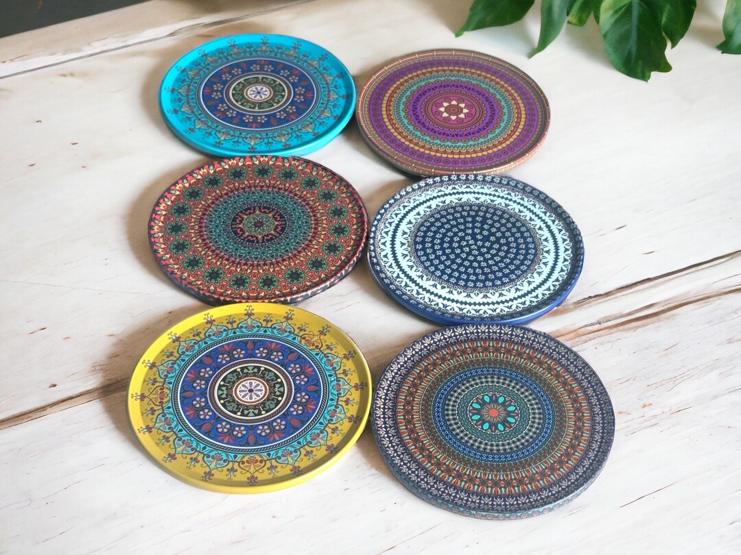 Coasters Set for Housewarming Gift, Set of 6 Persian Turkish Moroccan ...