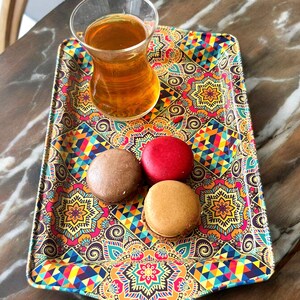 2 Metal Trays, Turkish Moroccan Persian 9.84" X 6.3" Coffee / Tea Tray ...