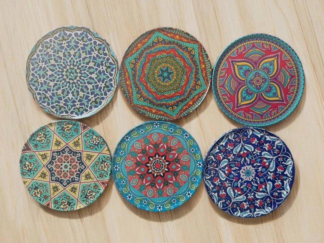 Turkish Coasters Set – Moroccan Design Metal & Cork Drink Coasters - Etsy