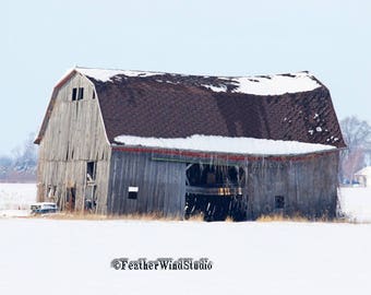 Barn Photography Farm Wall Art Snowy Landscape Michigan | Etsy