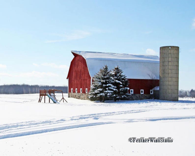 Barn Photography Farm Wall Art Snowy Landscape Michigan | Etsy