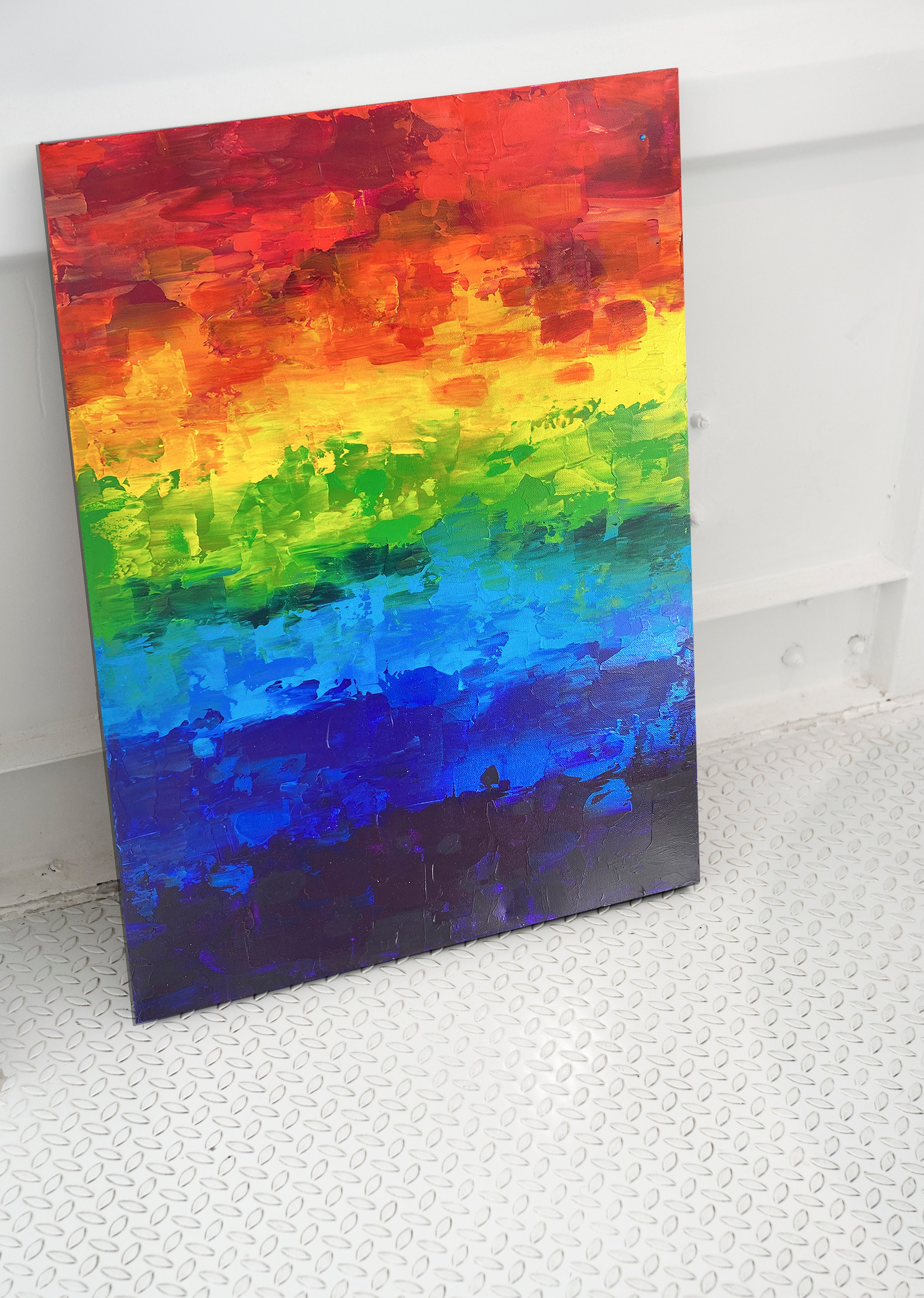 Rainbow Original Acrylic Painting, Inspired by Love for the LGBTQ ...