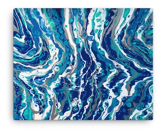 Stunning Shades of Blue Abstract Fluid Art Giclee Poster/print. Acrylic ...