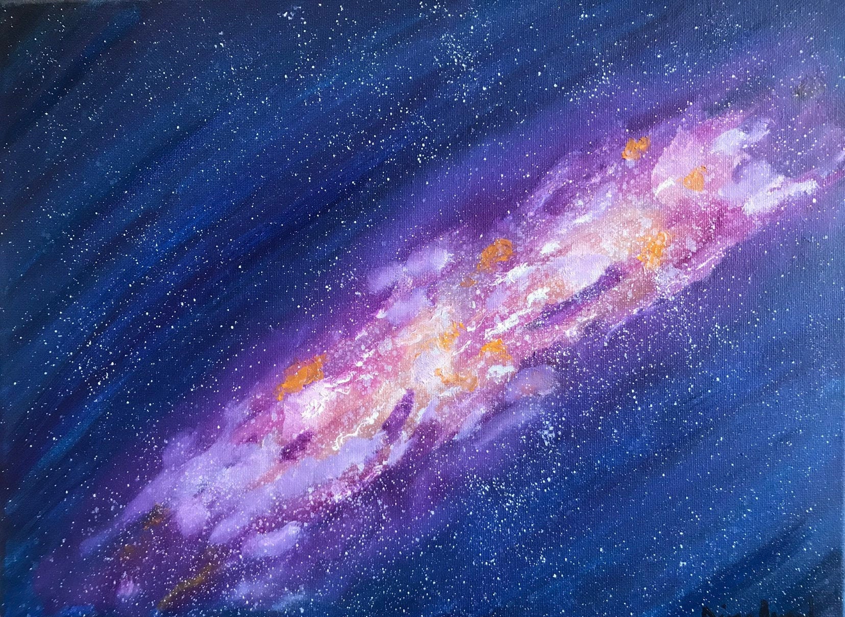 Original oil painting of space stars and galaxy in night sky | Etsy