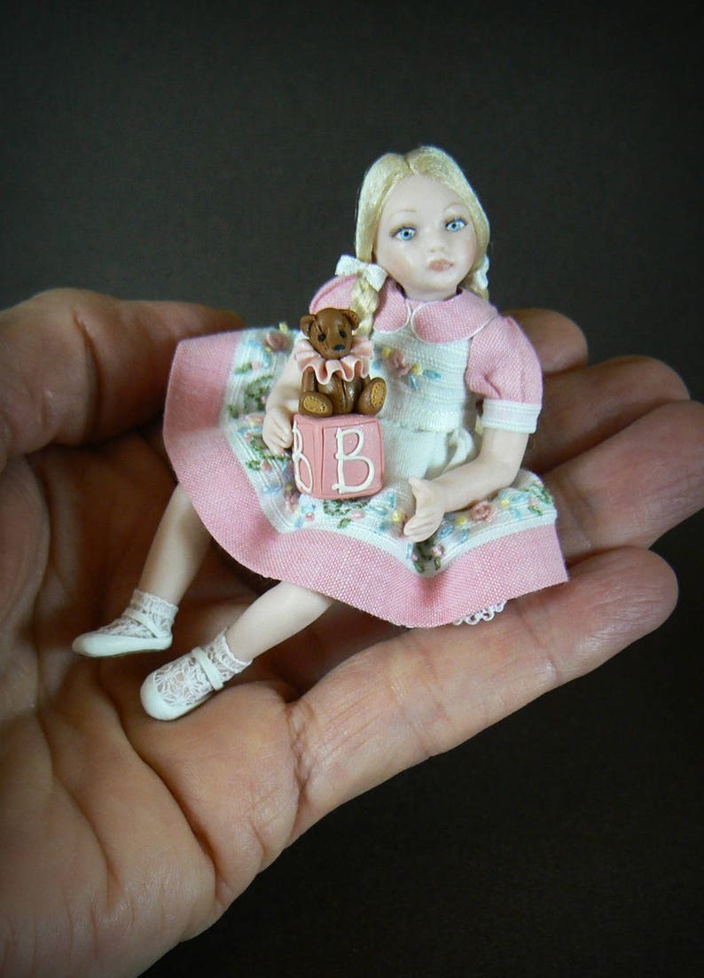 1:12 Scale Dollhouse Little Girl Doll With | Etsy