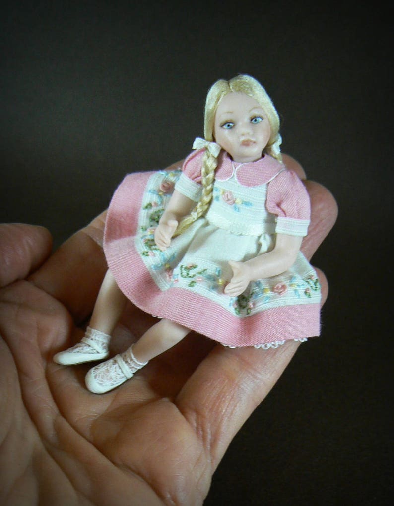1:12 Scale Dollhouse Little Girl Doll With | Etsy