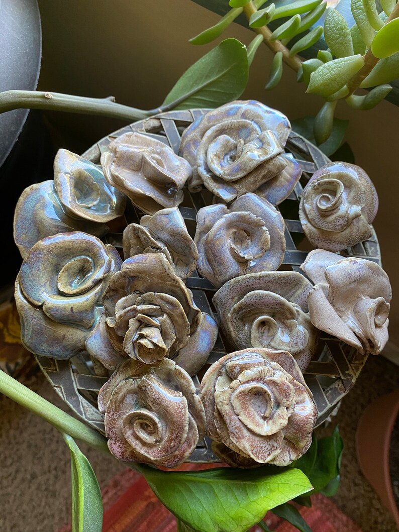 Multi Colored Ceramic Roses - Etsy
