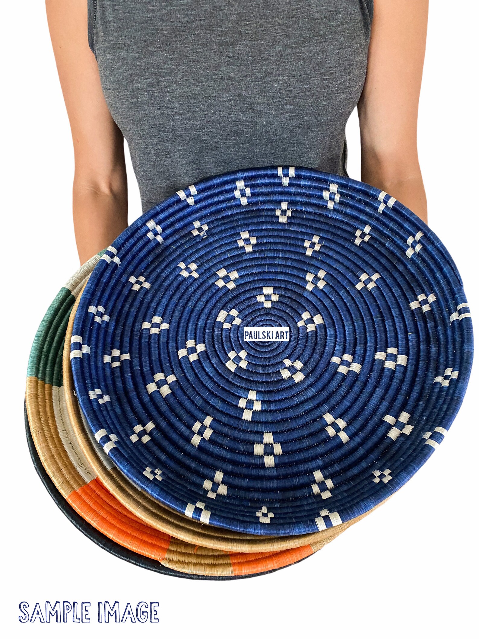 16" XL Rwanda Basket | African Basket | Sisal African Wall Basket ...