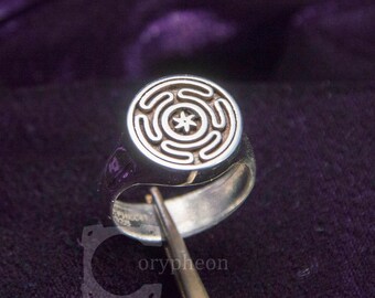 Hecate's Wheel Ring Hecate Ring Sterling Silver 925 Black. - Etsy
