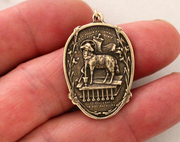 Agnus Dei Easter Medal Necklace 14k Gold Filled Chain | Etsy