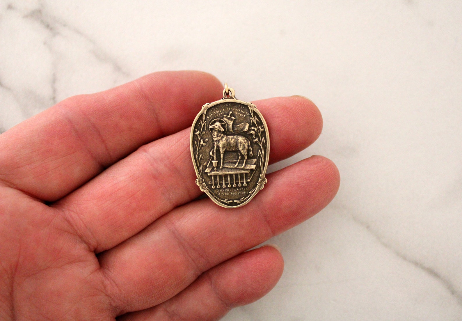 Agnus Dei Easter Medal Necklace 14k Gold Filled Chain - Etsy