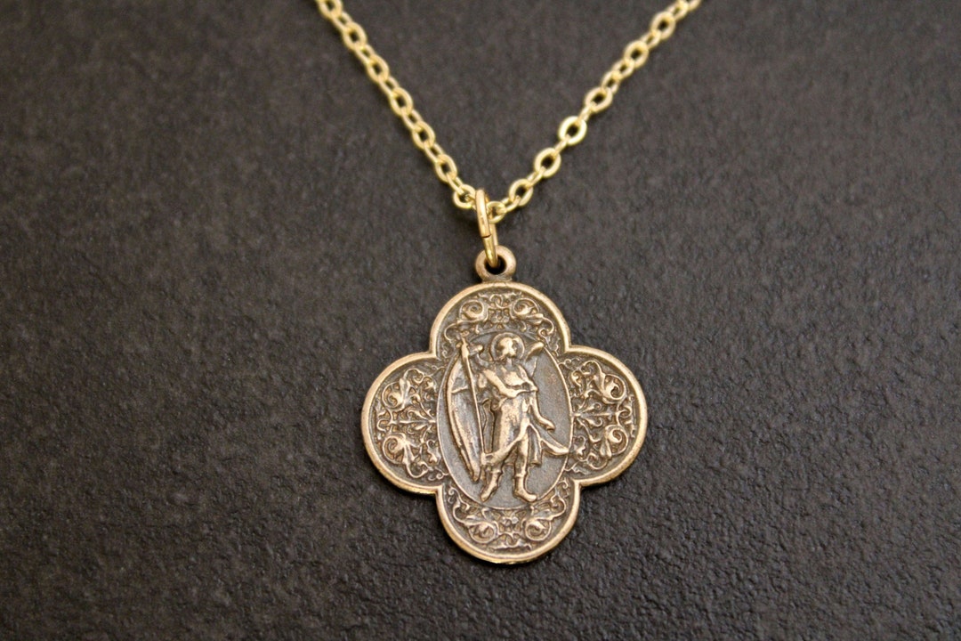 Saint Raphael Necklace, 14k Gold Plated Chain Necklace, St Raphael ...